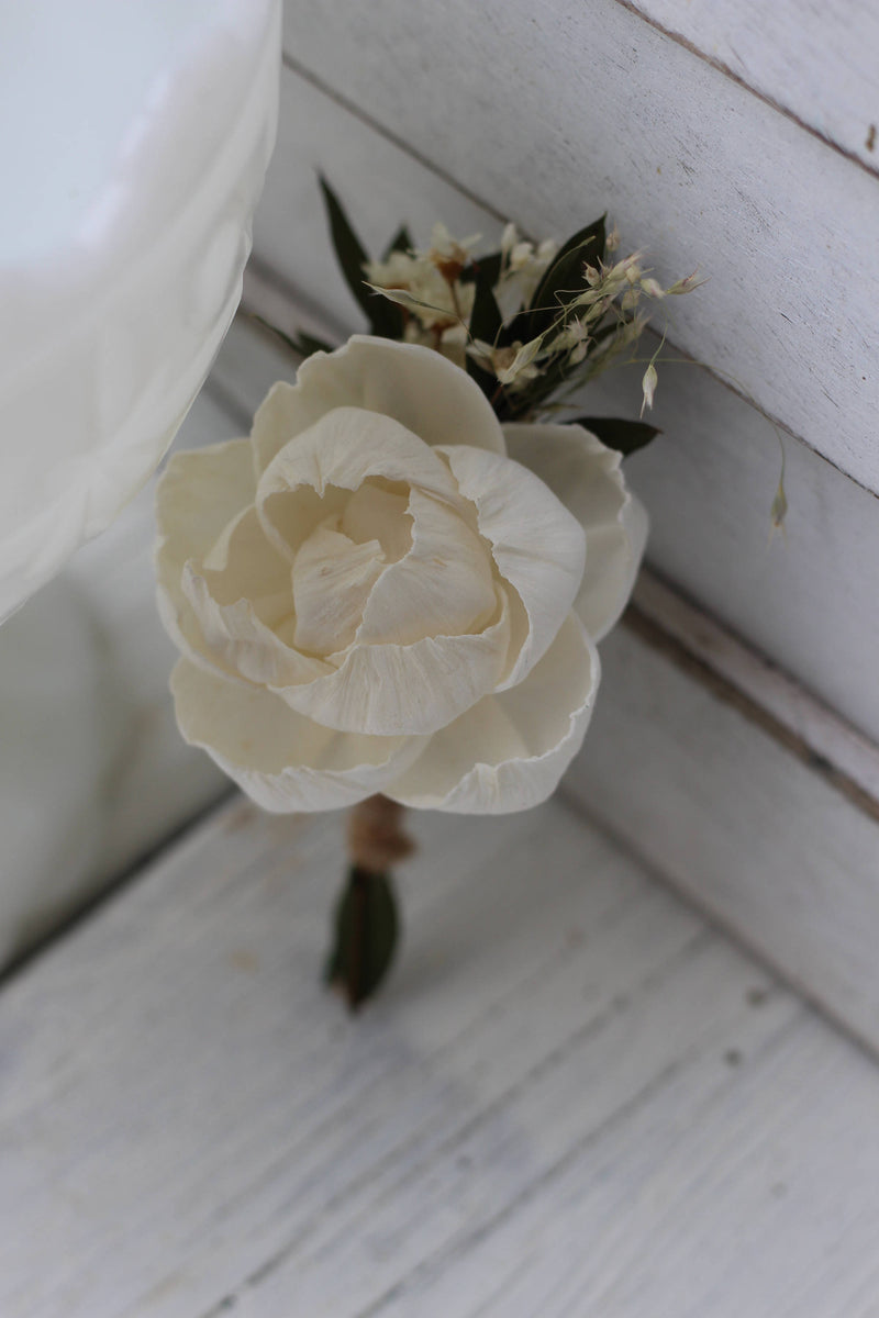 sola peony, Sola flowers,boutonniere, buttonhole, rustic, wedding flow ...